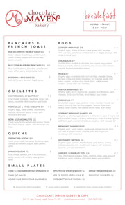 Restaurant Menus – Chocolate Maven Bakery